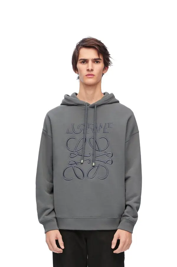 Loewe Luxury Relaxed Fit Hoodie In Cotton - Slate Grey | Editorialist